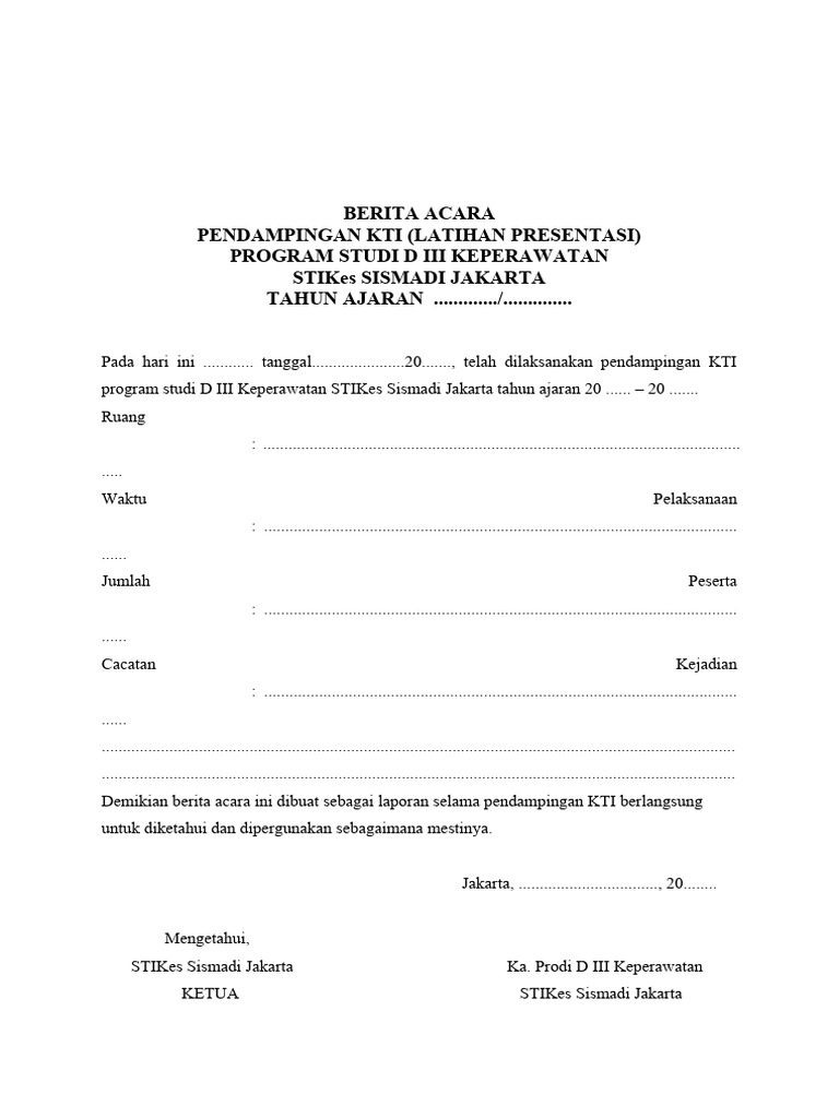 Berita Acara Pendampingan Kti | PDF