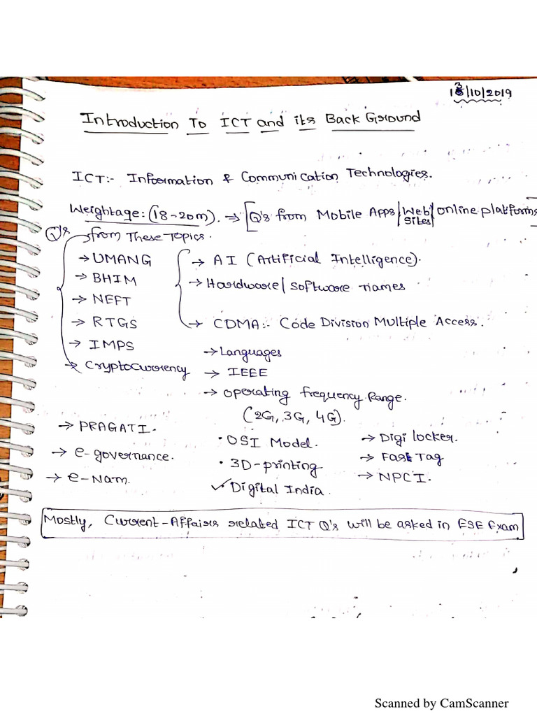 Handwritten ICT Notes PDF | PDF