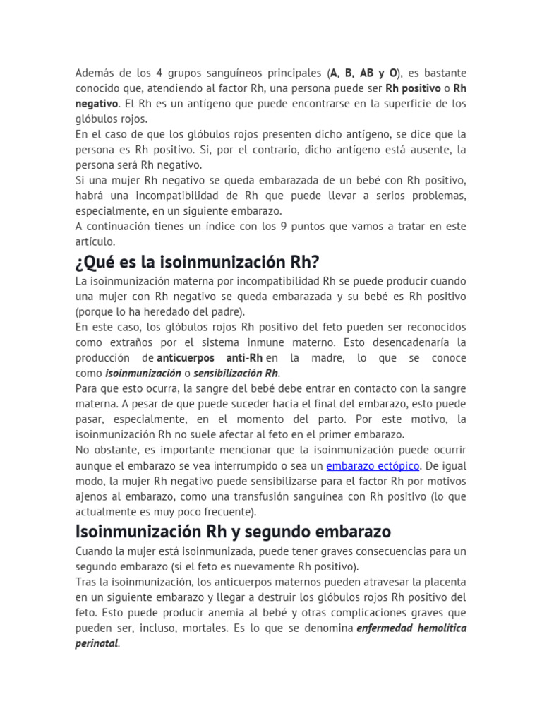 Incompatibilidad Rh en el Embarazo | PDF | Enfermedades y trastornos ...