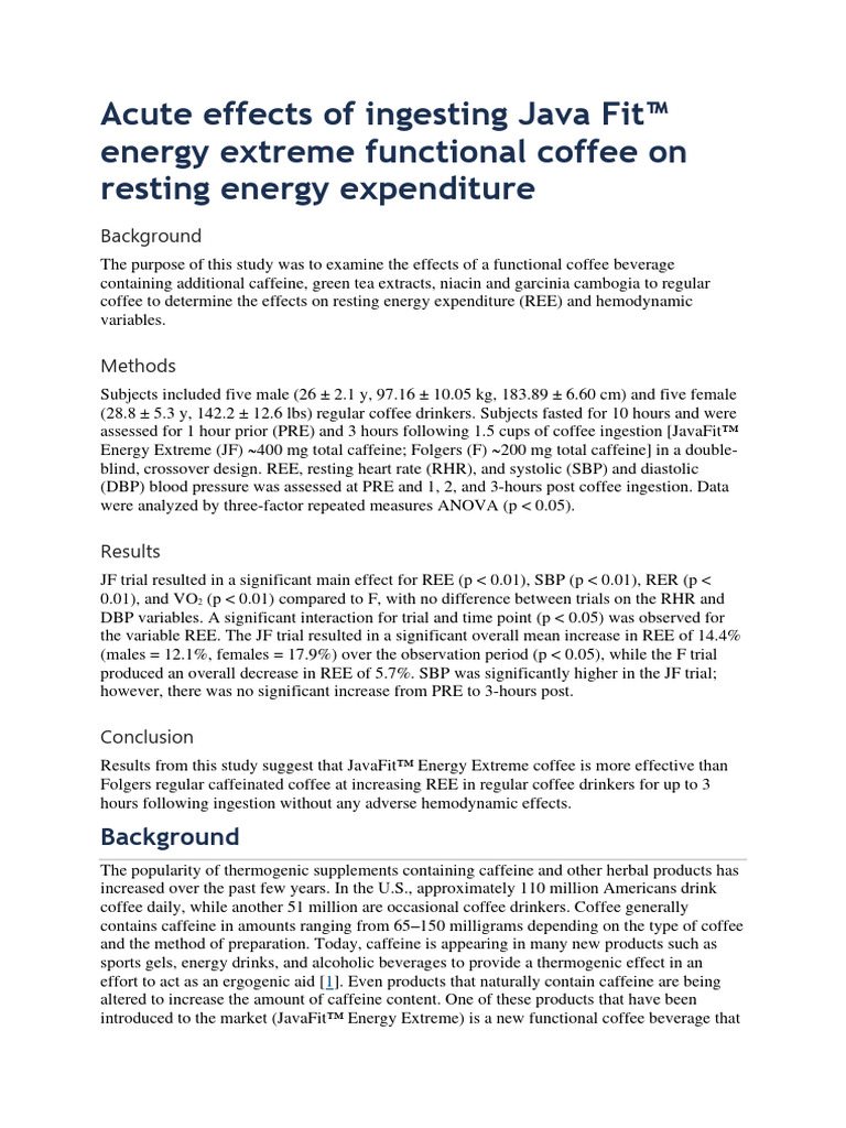 acute effects of ingesting | PDF | Caffeine | Coffee