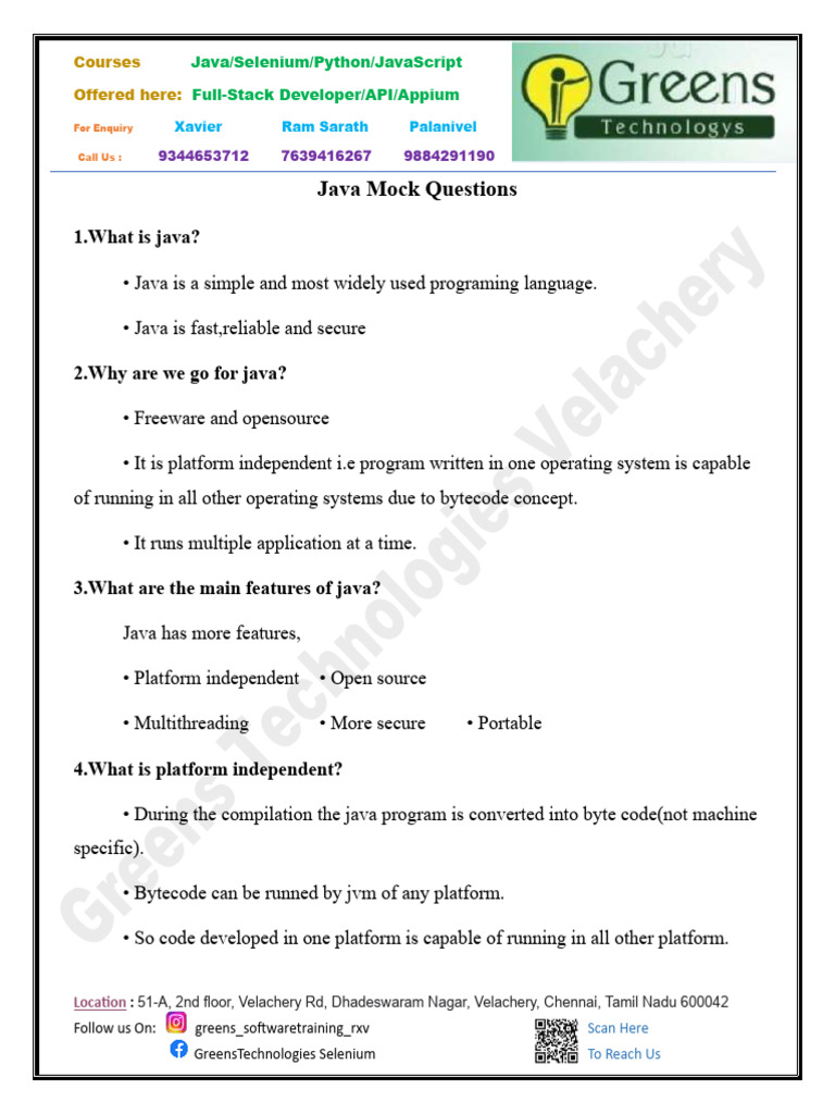 Java 100 Mock Questions-1 | Download Free PDF | Programming | Constructor (Object Oriented ...