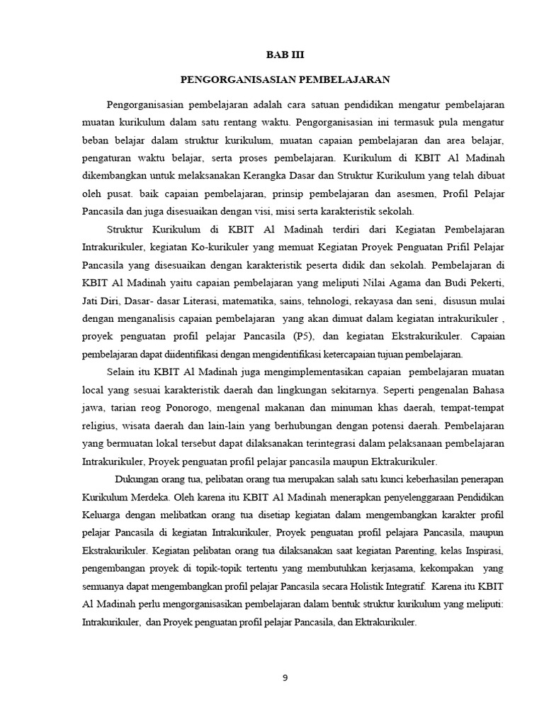 Bab Iii Pengorganisasian Pembelajaran - Revisi | PDF | Sains & Matematika