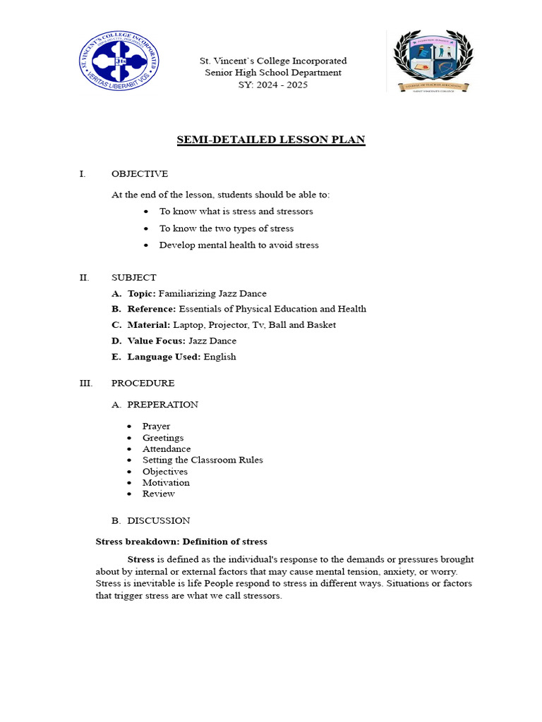 Kenny Lesson Plan Pre Demo | PDF | Stress (Biology) | Psychological Concepts