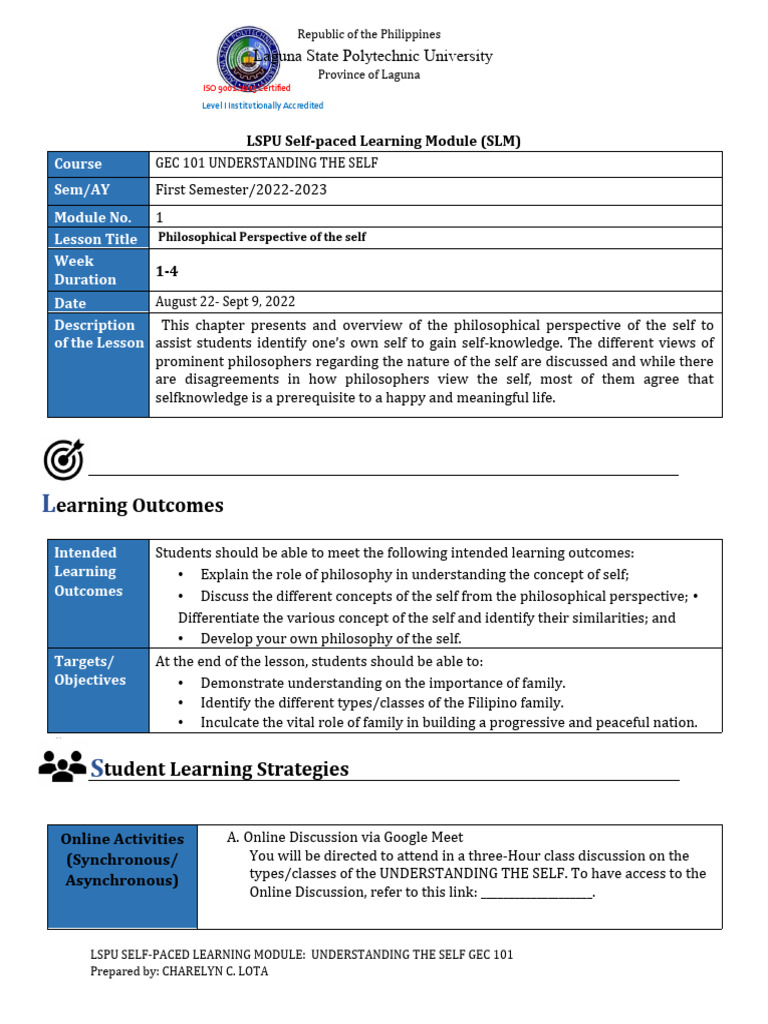 Earning Outcomes: LSPU Self-Paced Learning Module (SLM) | PDF | Soul ...