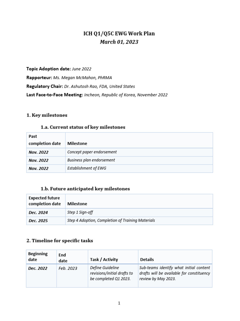 Q1-Q5C - EWG WorkPlan - 2023 - 0301 | PDF | Art
