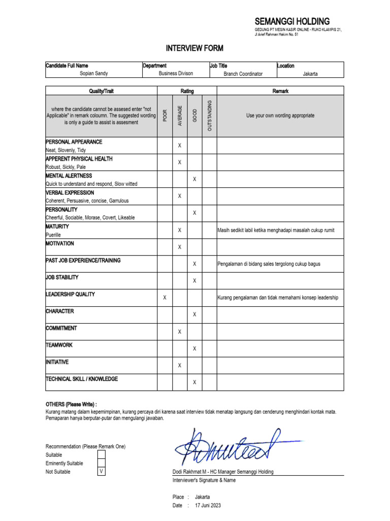 Formulir Interview New Pdf