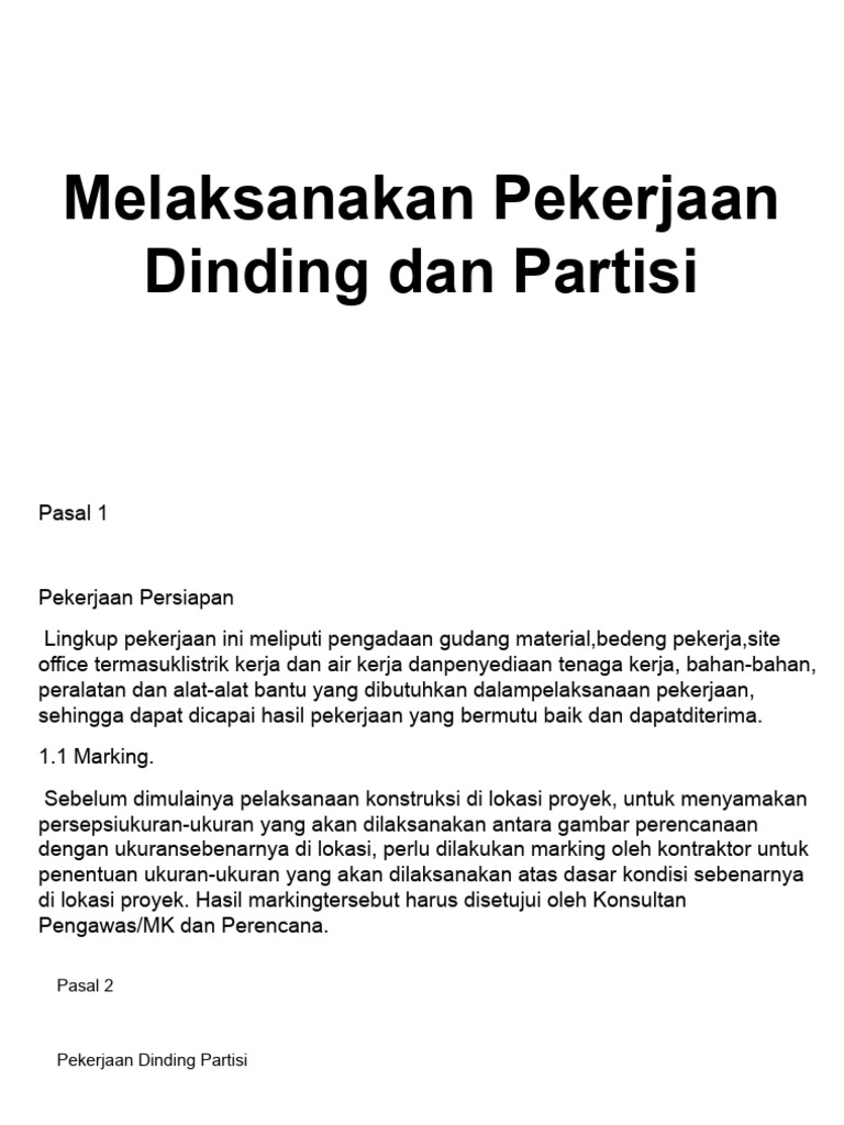 Melaksanakan Pekerjaan Dinding Dan Partisi-1 | PDF