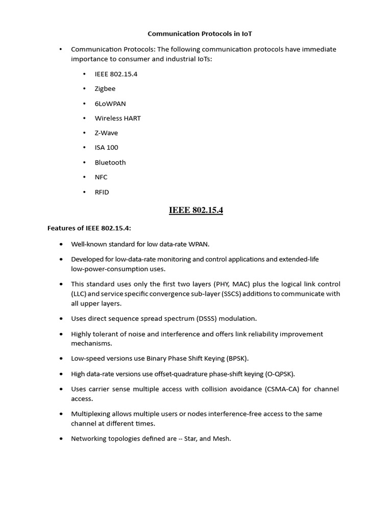 Communication Protocols in IoT | PDF | Computer Network | Radio ...