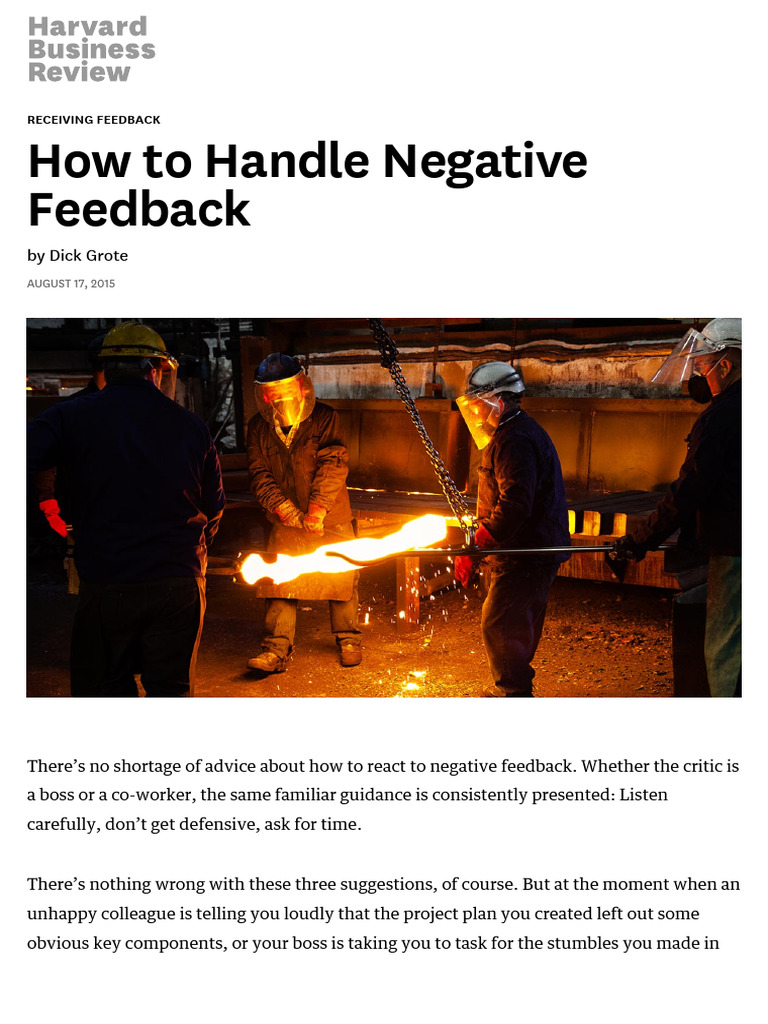 How To Handle Negative Feedback | PDF | Cognitive Science ...