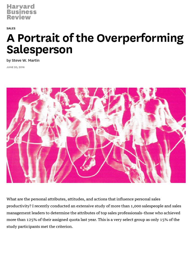 A Portrait of the Overperforming Salesperson | PDF | Sales