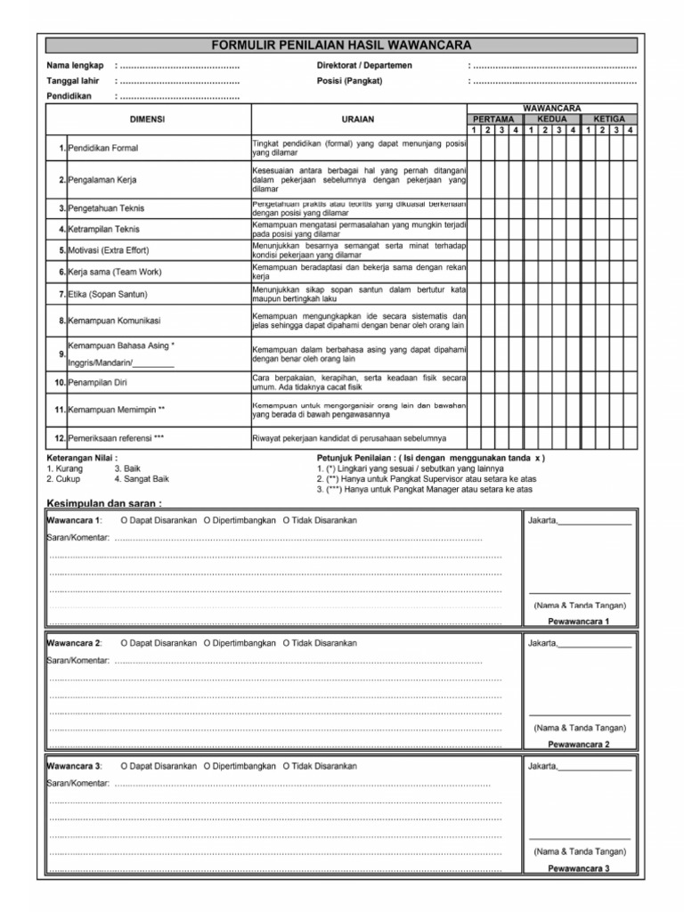 Formulir Wawancara | PDF