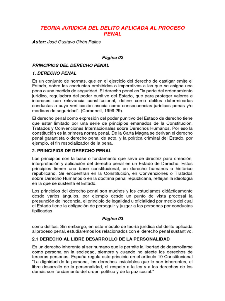 Teoría Jurídica Del Delito Aplicada Al Proceso Penal de José Palles | Descargar gratis PDF ...