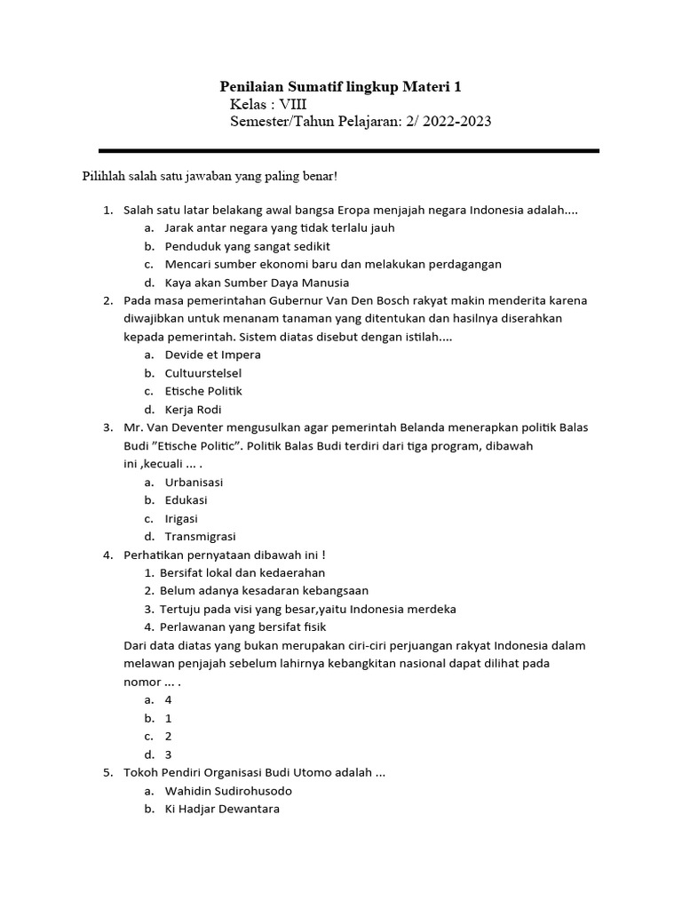 Soal Penilaian SLM 1 | PDF