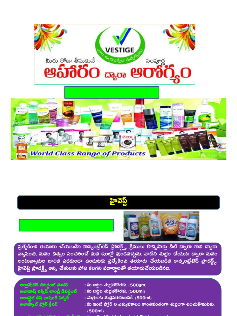 Vestige Products List in Telugu | PDF