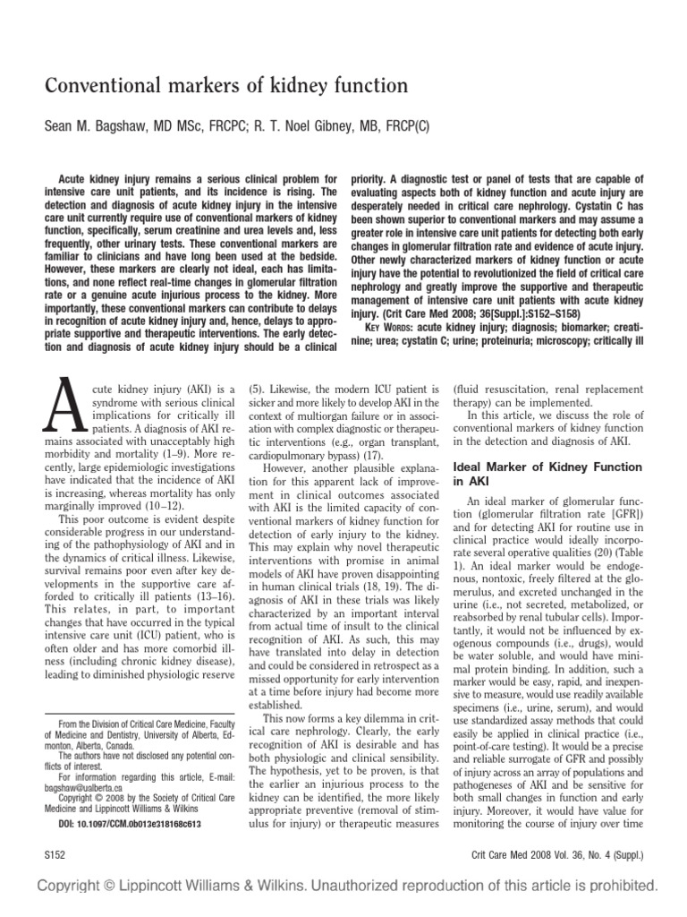 Markers of Acute Kidney Injury | PDF | Creatinine | Sepsis