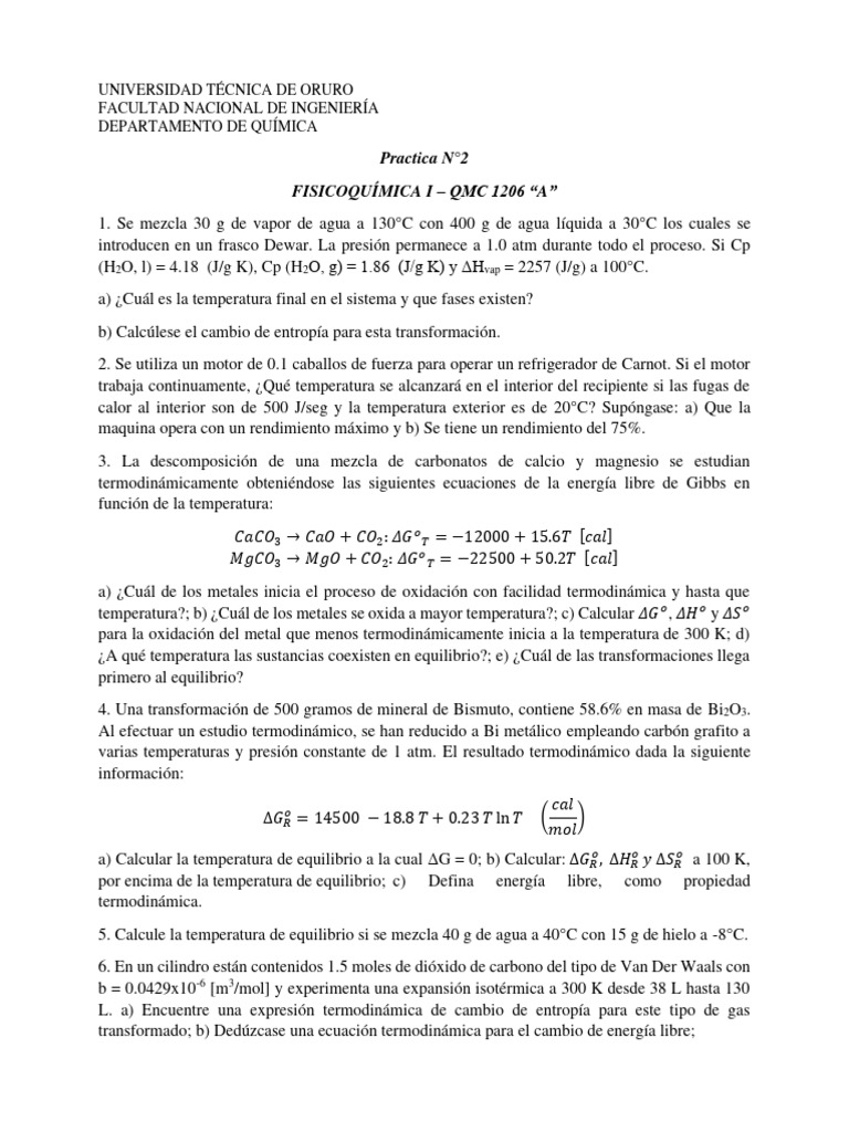 Practica 2 - QMC 1206a - Sem I-2024 | PDF | Temperatura | Termodinámica
