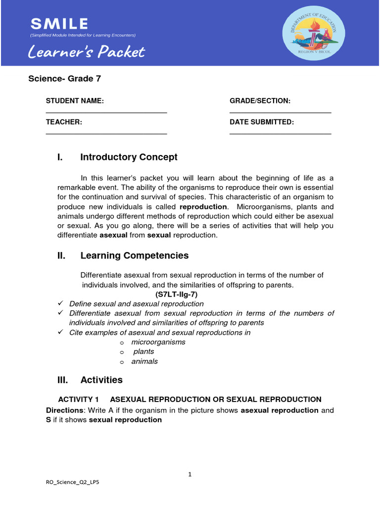 RO_Science_G7_Q2_LP5 | PDF | Reproduction | Sexual Reproduction