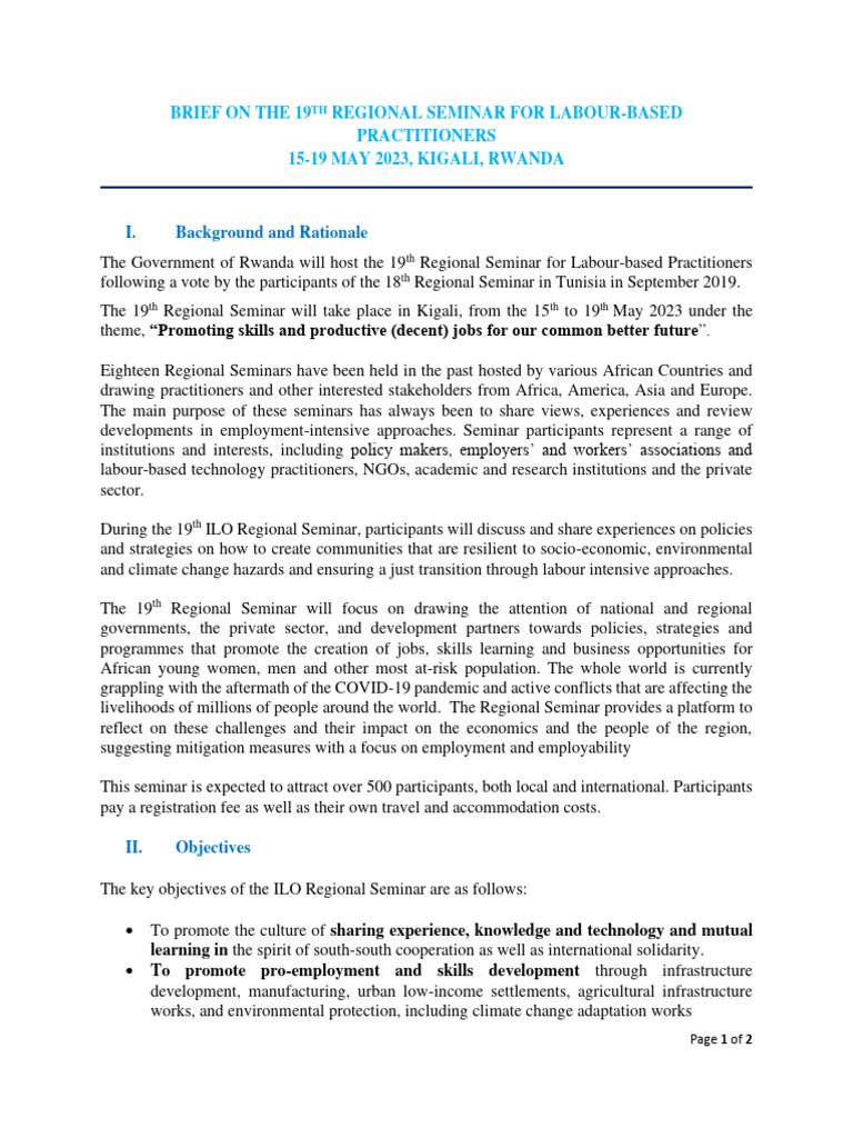 Final Brief Note of The ILO Regional Seminar | Download Free PDF ...