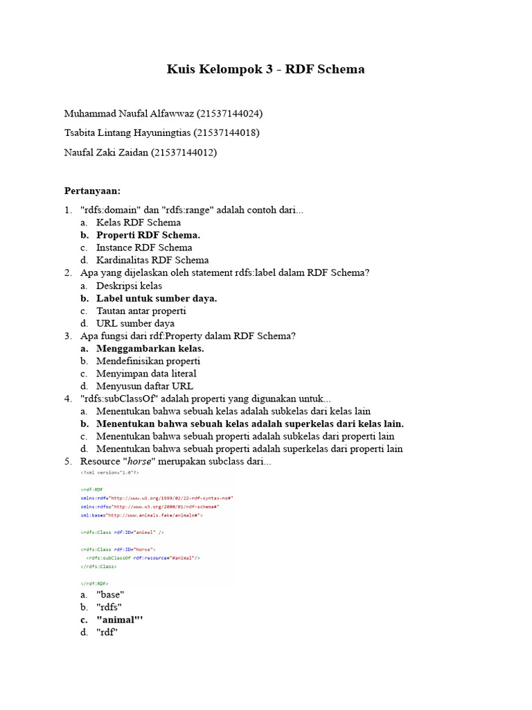 Kuis RDF Schema dan RDFS | PDF | Komputer