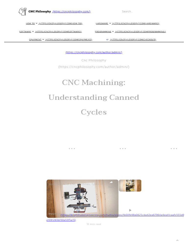 CNC Machining - Understanding Canned Cycles - CNC Philosophy | Download Free PDF | Drilling ...