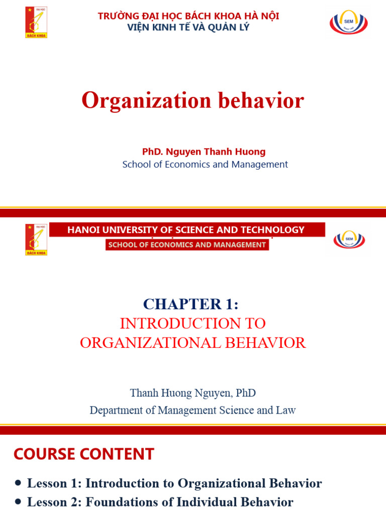 Eng - OB - Chap 1 - Ms Huong - Student | PDF | Organizational Behavior | Psychology