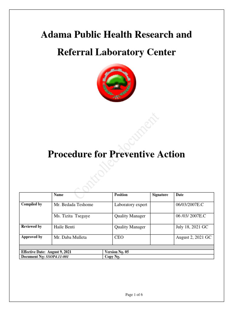 (11-COPY) SSOP4.11-001-Procedure for Preventive Action | PDF | Internal ...