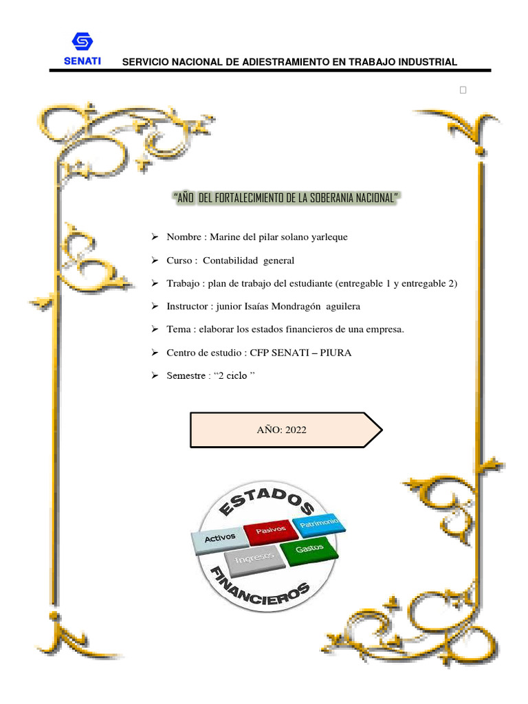 Formato Alumno Trabajo - Entregable 1 y Entregable 2 - Contabilidad General | PDF | Hoja de ...