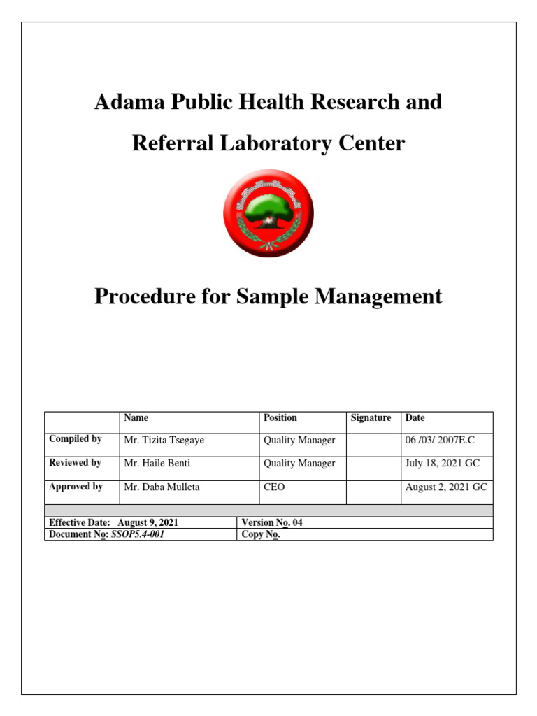 Sample Management Procedure Guide | PDF | Laboratories | Refrigerator