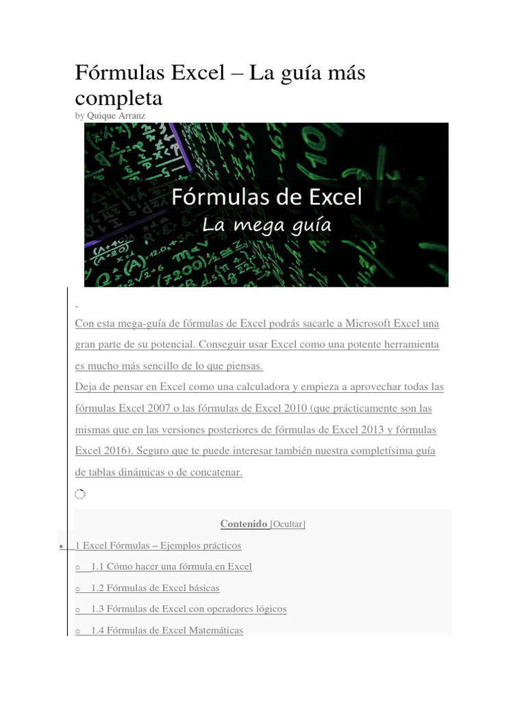 Fórmulas Excel Mac Pdf Microsoft Excel Números 