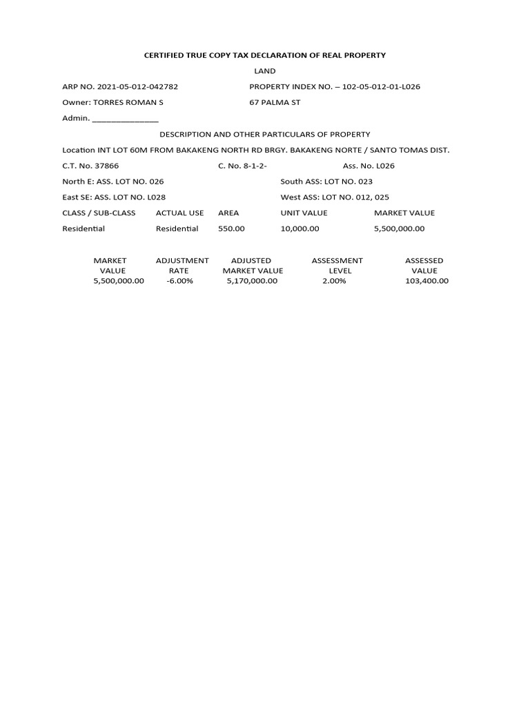 Certified Tax Declaration for Property | PDF | Technology & Engineering