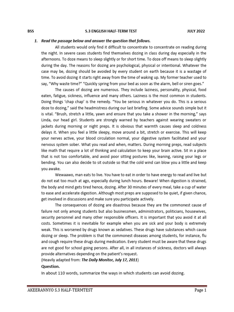 S.3 English Mid Term | PDF | Clinical Medicine