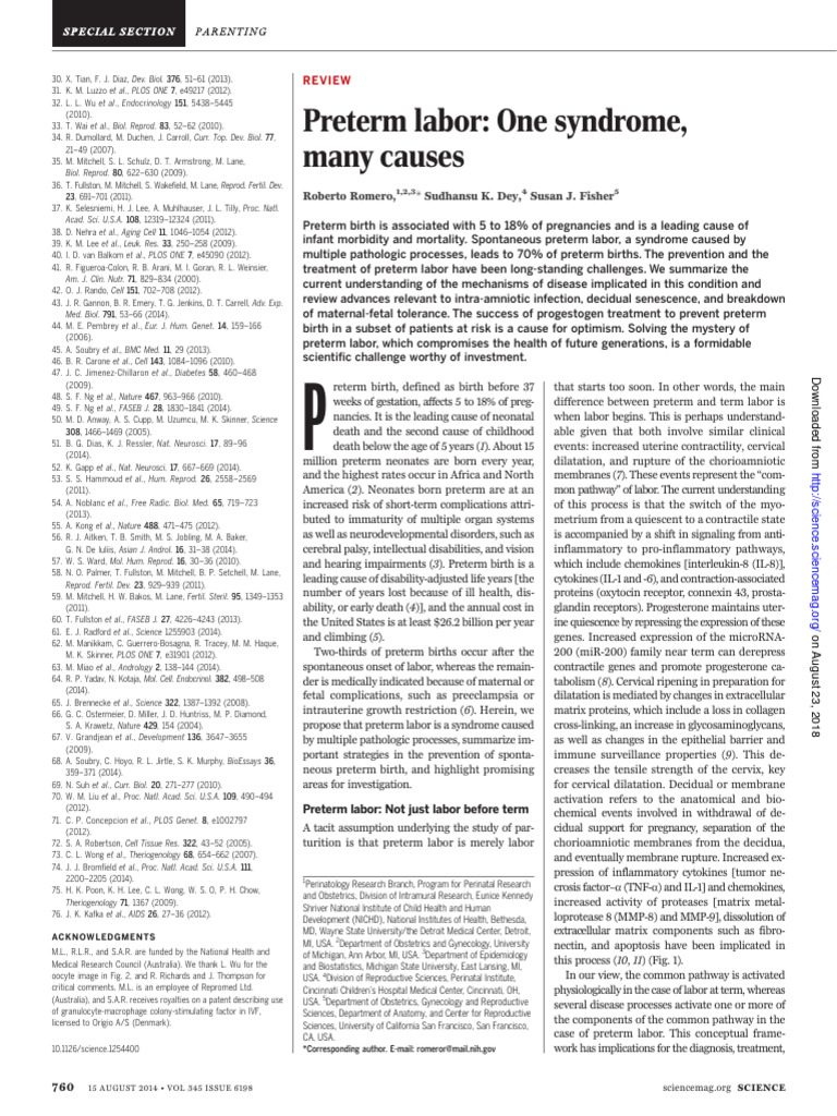 Preterm Labor - One Syndrome, Many Causes | PDF | Preterm Birth ...