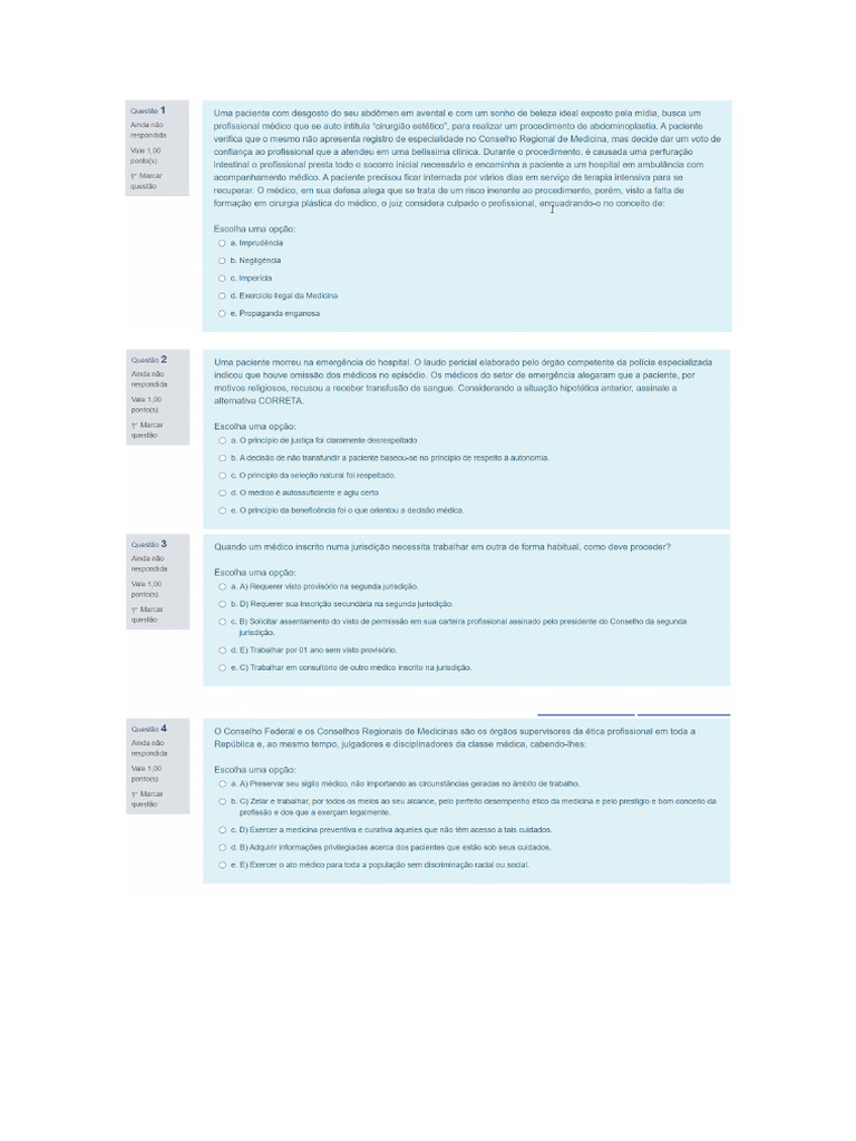 Prova Etica - Ques 1 A 10 | PDF