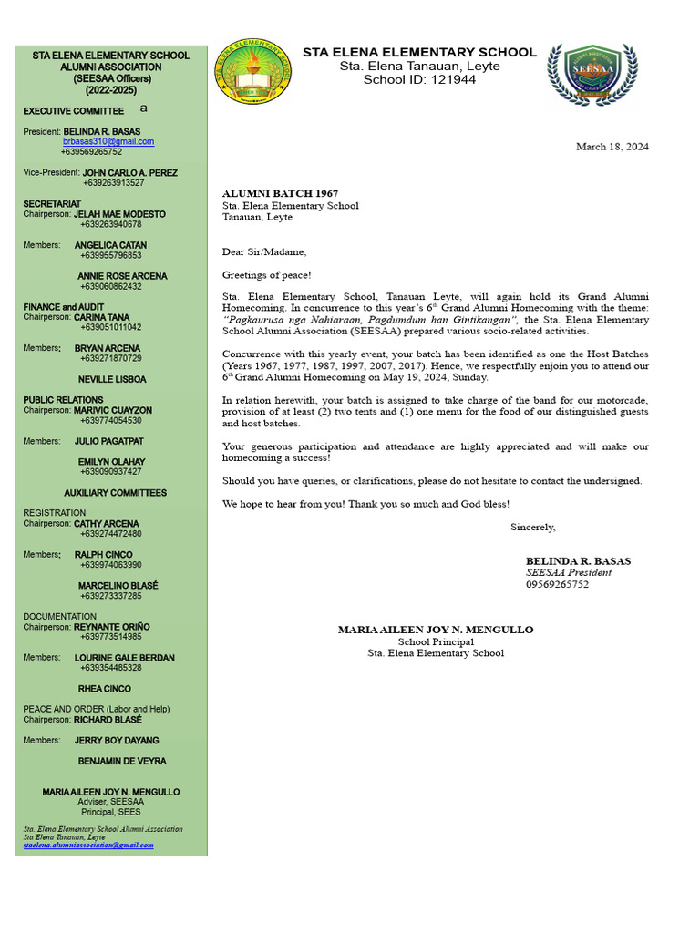 Partnership-Letter-5th-Grand-Alumni-Homecoming-Host Batches | PDF