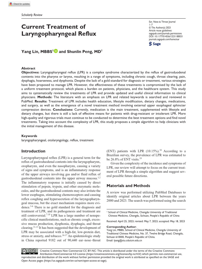 Current treatment for LPRD | PDF | Gastroesophageal Reflux Disease | Medicine