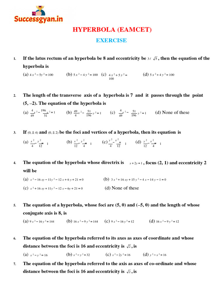 Hyperbola | PDF | Ellipse | Classical Geometry