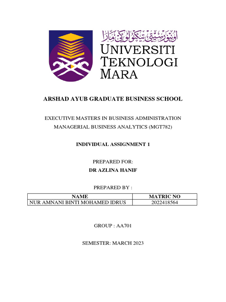 Individual Assignment 1 - MGT782 | PDF | Audience Measurement | Mean