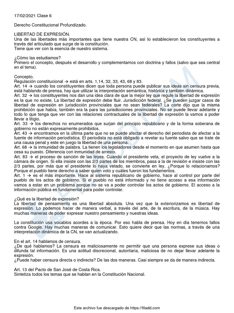 Libertad de Expresión en la CN Argentina | PDF | Libertad de expresión ...