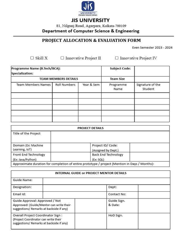 Project Allocation Evaluation Form | PDF | Art | Computers