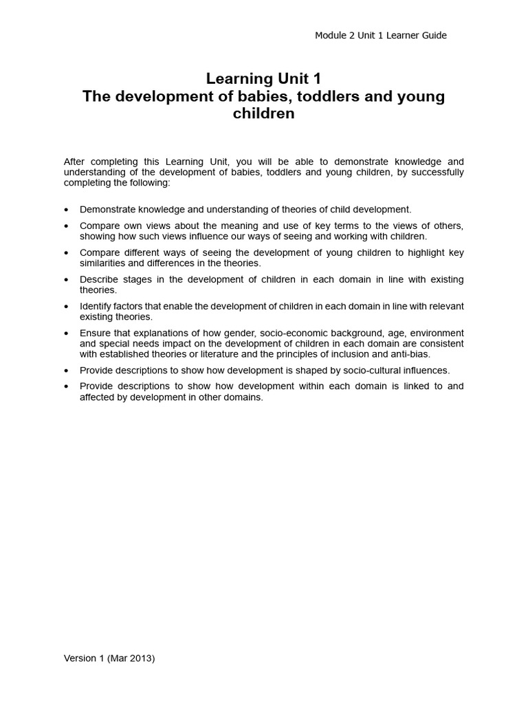Learning Unit 1 | Download Free PDF | Child Development | Learning