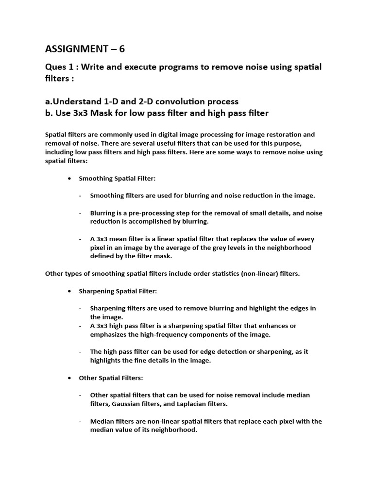 Assignment 6 | PDF | Electronic Filter | Computer Engineering