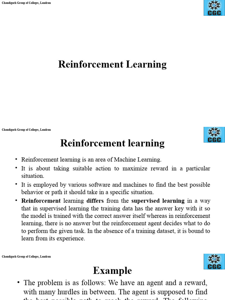 Unit 5 - 5.1 Reinforcement Learning | Download Free PDF | Reinforcement | Learning