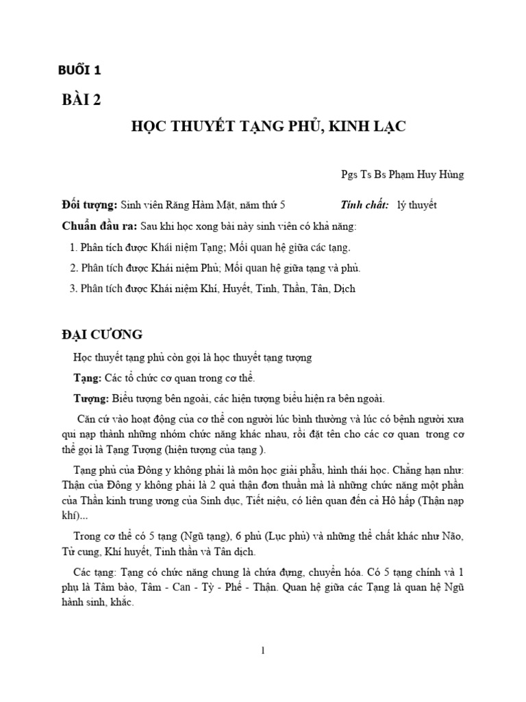 Buoi 1 Bai 2 Hoc Thuyet Tang Phu | PDF