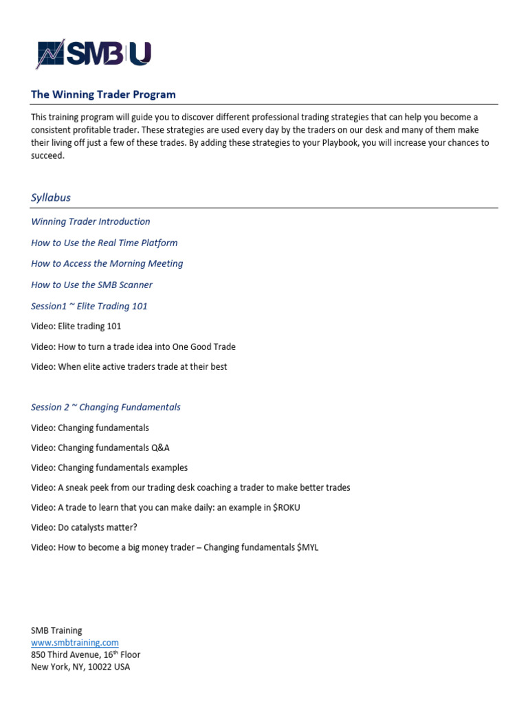 The Winning Trader Program Syllabus | PDF | Initial Public Offering ...