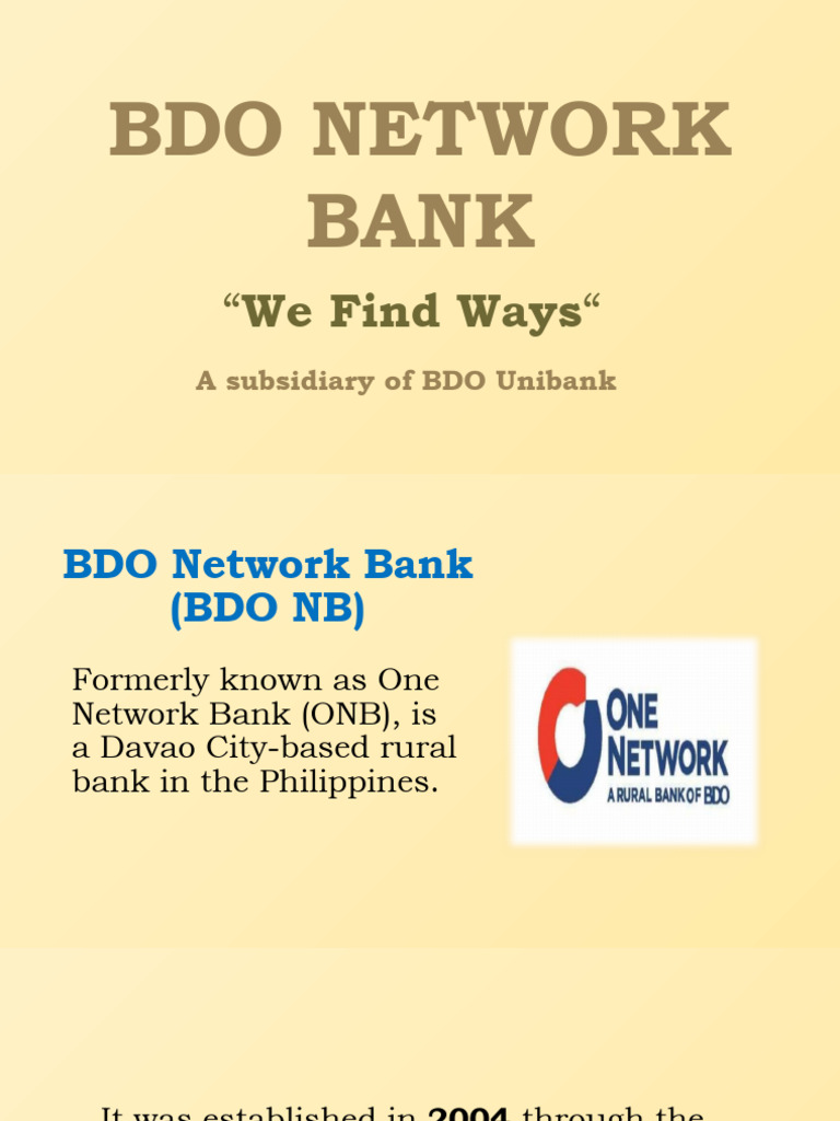 Bdo One Netwok Bank | PDF | Financial Services | Banks
