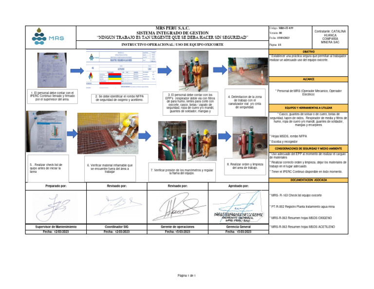 Instructivo de Seguridad para Oxicorte | PDF