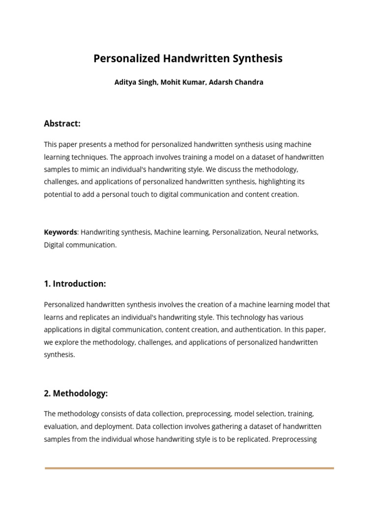 Personalized Handwritten Synthesis Report | PDF | Artificial Neural ...