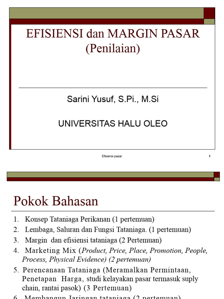 4 Margin Dan Efisiensi Pemasaran (Penilaian) | PDF