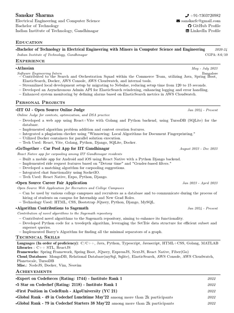 Sanskar Sharma Resume | PDF | Python (Programming Language) | J Query