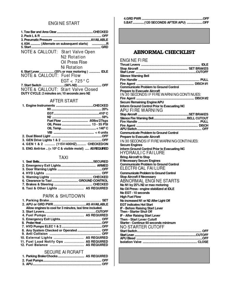 B737 NG ERU Checklist | Download Free PDF | Transport | Machines